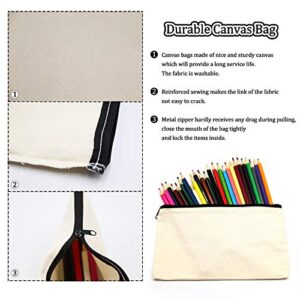 10 Pack Blank DIY Craft Bag Cotton Canvas Pen Pencil Case - Multipurpose Travel Black Zipper Bags Makeup Bag Invoice Bill Bag Gift Bags