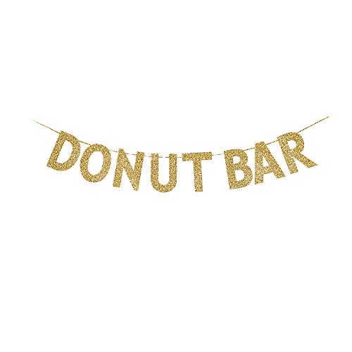 Donut Bar Banner, Donut Theme Party Sign, Kids/Children Birthday Decors, Wedding/Engagement/Baby Shower Sign Garland Gold Gliter Paper