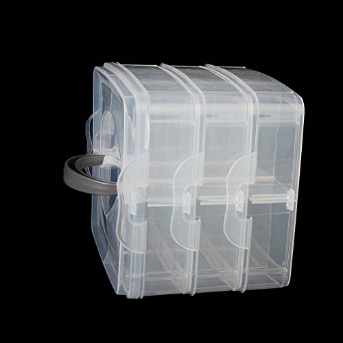 ULTNICE Mini Jewellery Storage Box Transparent Compartment Case with Removable Dividers (3 Layer and 18 Compartment)