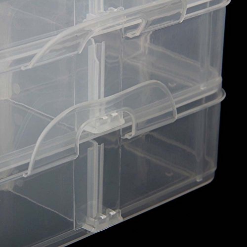 ULTNICE Mini Jewellery Storage Box Transparent Compartment Case with Removable Dividers (3 Layer and 18 Compartment)