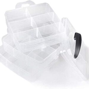 ULTNICE Mini Jewellery Storage Box Transparent Compartment Case with Removable Dividers (3 Layer and 18 Compartment)