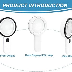 Magnifying Glass with 12 LED Lights, 30X Double Glass Lens Handheld Illuminated Magnifier Reading Magnifying Glass with for Seniors Read, Coins, Stamps, Map, Inspection, Macular Degeneration