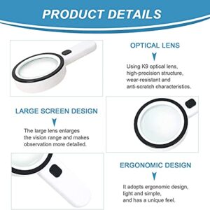 Magnifying Glass with 12 LED Lights, 30X Double Glass Lens Handheld Illuminated Magnifier Reading Magnifying Glass with for Seniors Read, Coins, Stamps, Map, Inspection, Macular Degeneration