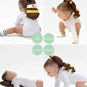 Baby Head Protector - Baby Walker Protective Head Adjustable Baby Safety Mat Protective Head Cute Bee Suitable Age 4-36 Months (Brown)