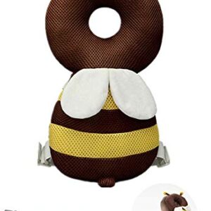 Baby Head Protector - Baby Walker Protective Head Adjustable Baby Safety Mat Protective Head Cute Bee Suitable Age 4-36 Months (Brown)