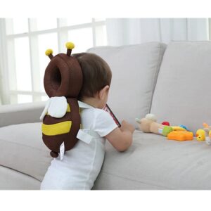 Baby Head Protector - Baby Walker Protective Head Adjustable Baby Safety Mat Protective Head Cute Bee Suitable Age 4-36 Months (Brown)