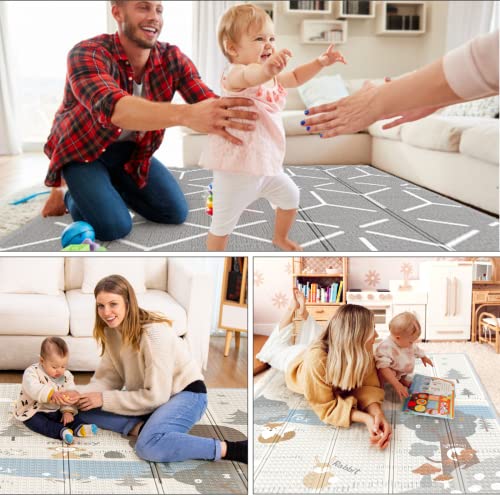 Fodoss Baby Play Mat, 47x47inch Play Mat, 0.4 in Thick Waterproof Playmat for Babies, Foldable Play Mat for Small Baby Playpen, Small Spaces