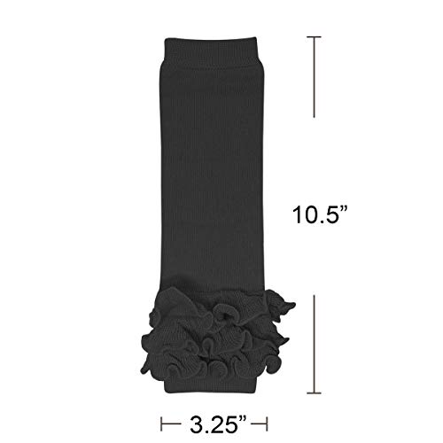 Bowbear 3 Pair Cheerful Ruffles Baby Leg Warmers, Black, White, Gray