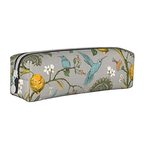 Lemon Tree Bird Pencil Case Pen Pouch Simple Carrying Box for Women Adult With Smooth Zipper Durable Lightweight for Office Organizer Storage Bag