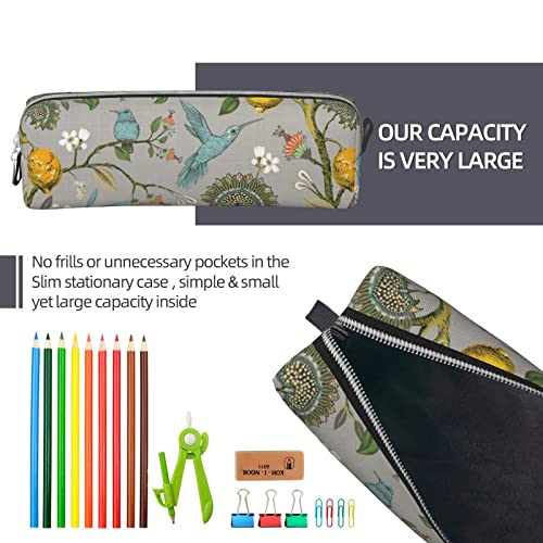 Lemon Tree Bird Pencil Case Pen Pouch Simple Carrying Box for Women Adult With Smooth Zipper Durable Lightweight for Office Organizer Storage Bag