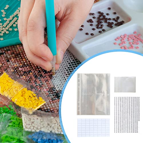 Diamond Painting Storage Containers Beads Storage Book A5 Binder with Pockets, Self Sealing Plastic Bags Number Stickers DIY Diamond Painting Accessories Tools