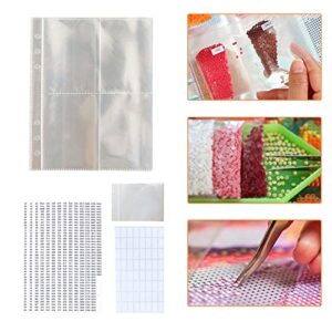 Diamond Painting Storage Containers Beads Storage Book A5 Binder with Pockets, Self Sealing Plastic Bags Number Stickers DIY Diamond Painting Accessories Tools