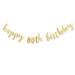 happy 80th birthday banner – 80th birthday banner，80 banner gold，80th anniversary banner gold，80th birthday banner for women/men，happy 80th birthday banner party decorations