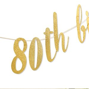 Happy 80th Birthday Banner - 80th Birthday Banner，80 Banner Gold，80th Anniversary Banner Gold，80th Birthday Banner for Women/men，happy 80th Birthday Banner Party Decorations