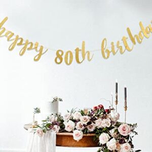 Happy 80th Birthday Banner - 80th Birthday Banner，80 Banner Gold，80th Anniversary Banner Gold，80th Birthday Banner for Women/men，happy 80th Birthday Banner Party Decorations