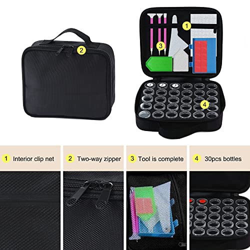 SHUIBIAN 30 Slot Diamond Painting Storage Containers, Diamond Painting Accessories, 5D Diamond Painting Kits with Tools, Shockproof Jars Suitable for DIY Art Craft Jewelry Bead Rhinestones Organizer