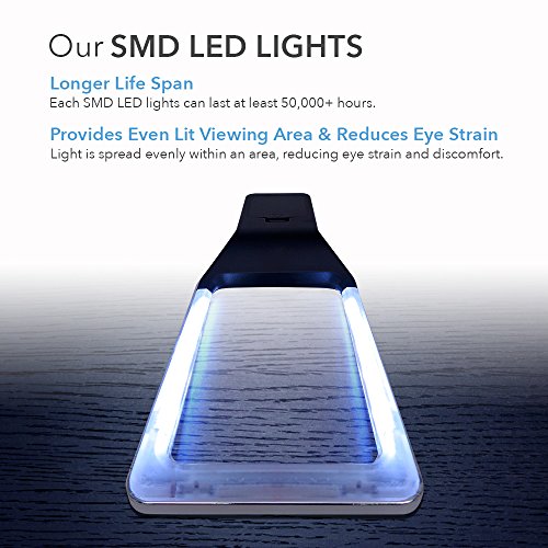 4X Large Magnifying Glass with [10 Anti-Glare & Fully Dimmable LEDs]-Evenly Lit Viewing Area-The Best Lighted Magnifier for Reading Small Fonts, Low Vision Seniors, Macular Degeneration, Inspection