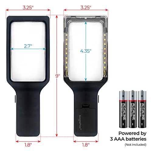 4X Large Magnifying Glass with [10 Anti-Glare & Fully Dimmable LEDs]-Evenly Lit Viewing Area-The Best Lighted Magnifier for Reading Small Fonts, Low Vision Seniors, Macular Degeneration, Inspection