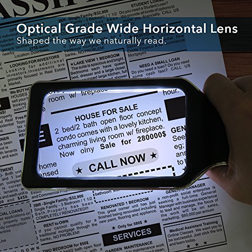 4X Large Magnifying Glass with [10 Anti-Glare & Fully Dimmable LEDs]-Evenly Lit Viewing Area-The Best Lighted Magnifier for Reading Small Fonts, Low Vision Seniors, Macular Degeneration, Inspection