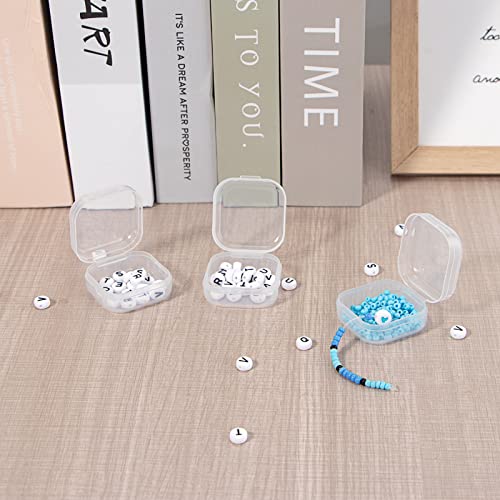 Worasign Clear Plastic Beads Storage Containers Box 6 Pack Small 1.37 x 1.37 x 0.7 Inches Storage Containers with Hinged Lid Bead Storage Box for Coins,Jewelry and findings, Craft Supplies, Sewing