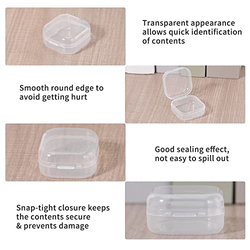 Worasign Clear Plastic Beads Storage Containers Box 6 Pack Small 1.37 x 1.37 x 0.7 Inches Storage Containers with Hinged Lid Bead Storage Box for Coins,Jewelry and findings, Craft Supplies, Sewing