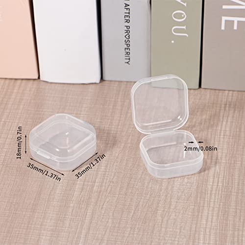 Worasign Clear Plastic Beads Storage Containers Box 6 Pack Small 1.37 x 1.37 x 0.7 Inches Storage Containers with Hinged Lid Bead Storage Box for Coins,Jewelry and findings, Craft Supplies, Sewing