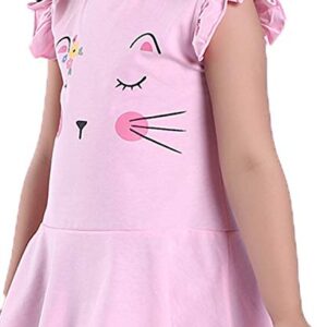 CuteMe Adorable Baby Girls Clothes Set Cute Cat Print Sleeveless Shirt Tops Cropped Pants 2 Pieces Outfits (19101,Pink,120)