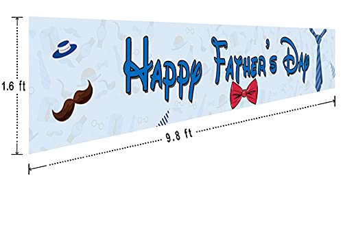 Large Happy Father?¡¥s Day Banner, Fathers Day Decorations, Father?¡¥s Day Party Supplies Decoration, Fathers Day Party Backdrop (9.8 x 1.6 ft)