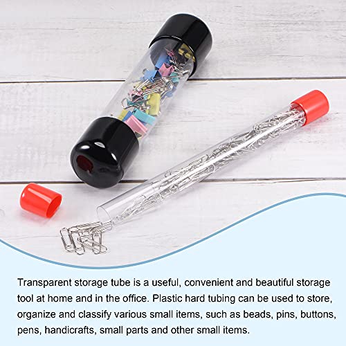 MECCANIXITY Clear Storage Tube 0.8" x 9"(20mm x 230mm) Lightweight for Bead Containers, Craft, DIY with Red Caps