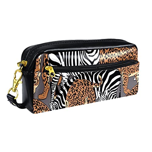 Pencil Case,Pen Pencil Pouch Portable Bag,Stationery Organizer for School,Zebra Leopard Print Decoration