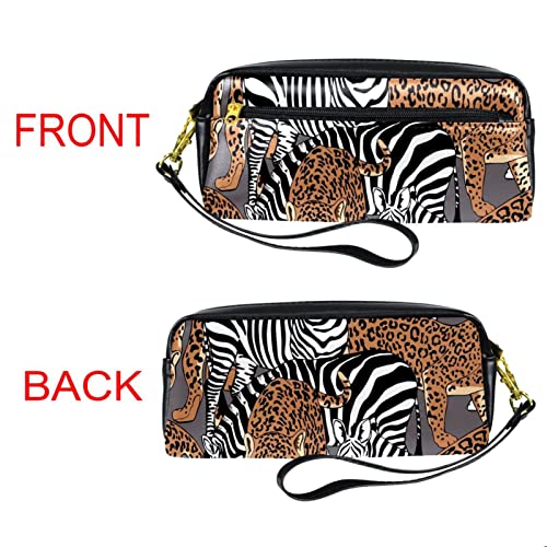 Pencil Case,Pen Pencil Pouch Portable Bag,Stationery Organizer for School,Zebra Leopard Print Decoration