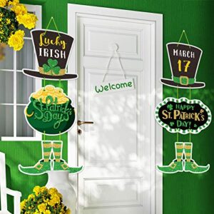 Whaline Glitter St. Patrick's Day Sign Banner Irish Party Door Hanging Sign St. Patrick's Day Welcome Sign with Leprechaun Top Hat and Feet for St. Patrick's Day Decorations Party Supplies