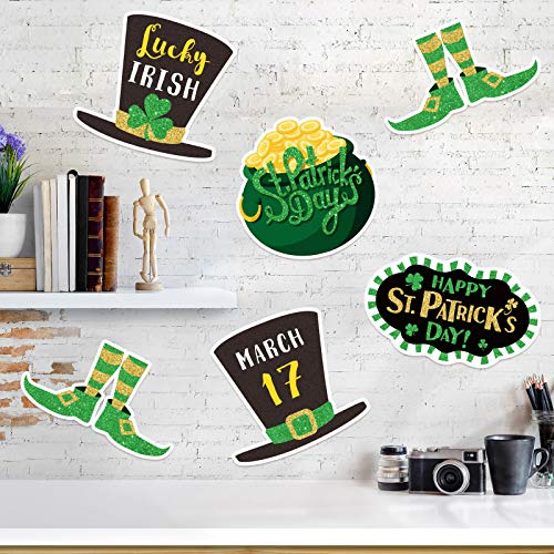 Whaline Glitter St. Patrick's Day Sign Banner Irish Party Door Hanging Sign St. Patrick's Day Welcome Sign with Leprechaun Top Hat and Feet for St. Patrick's Day Decorations Party Supplies