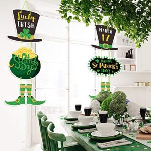 Whaline Glitter St. Patrick's Day Sign Banner Irish Party Door Hanging Sign St. Patrick's Day Welcome Sign with Leprechaun Top Hat and Feet for St. Patrick's Day Decorations Party Supplies