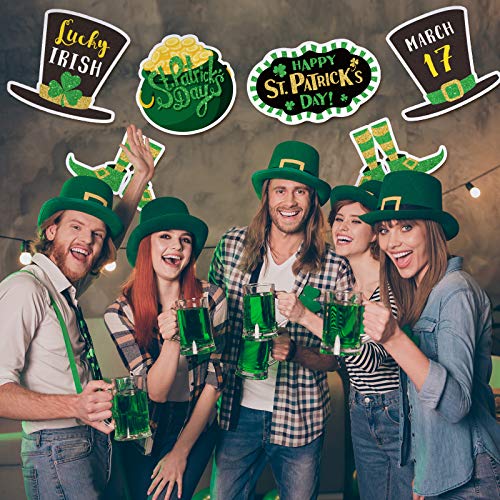 Whaline Glitter St. Patrick's Day Sign Banner Irish Party Door Hanging Sign St. Patrick's Day Welcome Sign with Leprechaun Top Hat and Feet for St. Patrick's Day Decorations Party Supplies