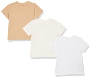 amazon aware unisex babies’ organic cotton short sleeve t-shirt, pack of 3, neutral, newborn