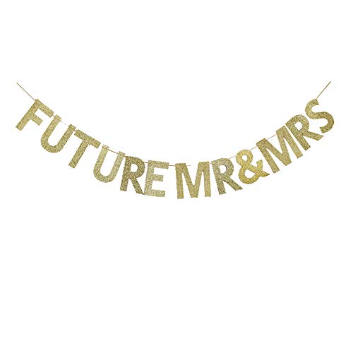 Future Mr & Mrs Banner, Gold Sign Garlands for Wedding Engagement/Bridal Shower/Bachelorette Party Decorations