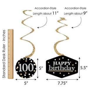 Big Dot of Happiness Adult 100th Birthday - Gold - Birthday Party Hanging Decor - Party Decoration Swirls - Set of 40