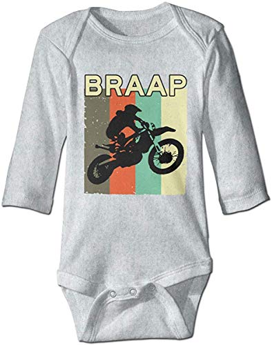 BWSaon Braap Retro Dirt Bike Motocross Baby Bodysuit Toddler Crawl Playsuit Rompers Gray