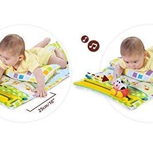 Baby Tummy Time Mat by Yookidoo. Newborn Musical Playmat & Outdoor Gym. Pillow, Teething Toys and Portable Fold-Up Case. 0- 12 months.