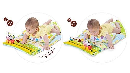 Baby Tummy Time Mat by Yookidoo. Newborn Musical Playmat & Outdoor Gym. Pillow, Teething Toys and Portable Fold-Up Case. 0- 12 months.