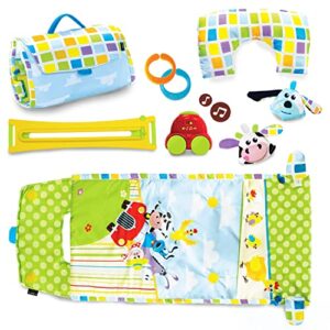 Baby Tummy Time Mat by Yookidoo. Newborn Musical Playmat & Outdoor Gym. Pillow, Teething Toys and Portable Fold-Up Case. 0- 12 months.