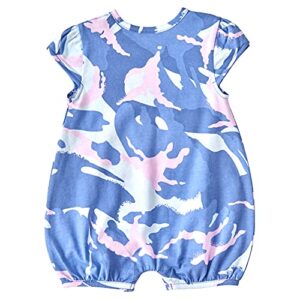 adidas baby girls shortie prnt rompers, crew blue, 12-18 months us