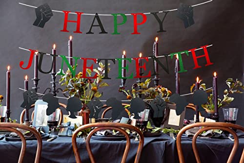 Happy Juneteenth Banner, Glittery Happy Juneteenth Decorations, Freedom Day Patriotic Party Supplies, Africa American Independence Day Party Decorations