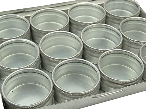 12-Pieces Clear Top Round Aluminum Storage Container Set 1.5" Diameter Mini DIY Favour Boxes