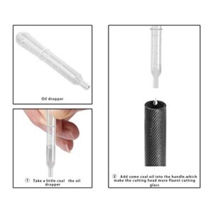 Glass Cutter Tool Set, 2mm-20mm Pencil Style Oil Feed Carbide Tip with Extra Replacement Head and Oil Dropper for Mosaic/Tiles/Mirror/Stained Glass Cutting