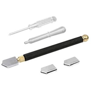 Glass Cutter Tool Set, 2mm-20mm Pencil Style Oil Feed Carbide Tip with Extra Replacement Head and Oil Dropper for Mosaic/Tiles/Mirror/Stained Glass Cutting