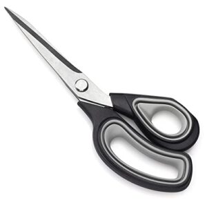 premium tailor scissors heavy duty multi-purpose titanium scissors professional for leather cutting industrial sharp sewing shears, gray