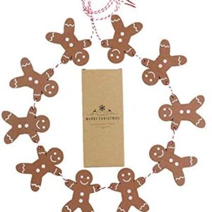 Wooden Gingerbread Man Christmas Garland Party Bunting Decoration, 2M