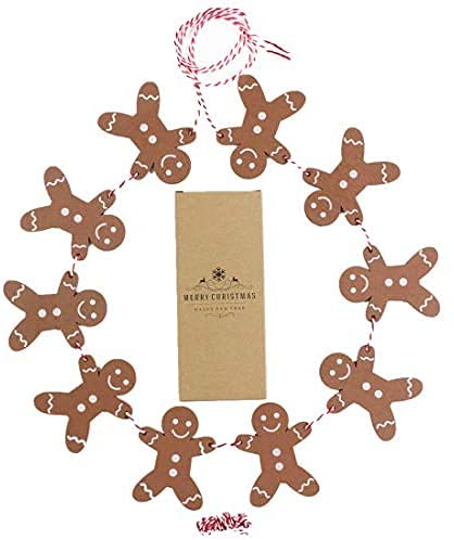 Wooden Gingerbread Man Christmas Garland Party Bunting Decoration, 2M